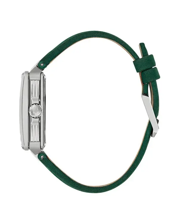 Bulova Automatic Stainless Steel Leather Strap Watch - Green