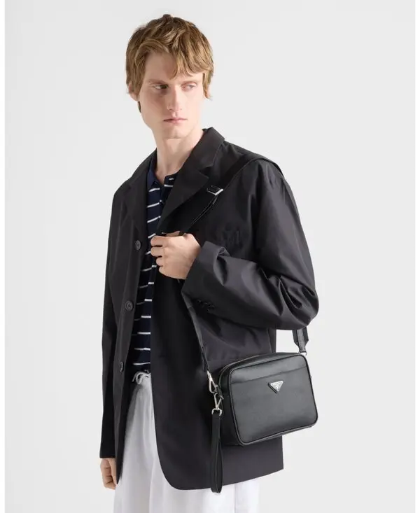 Prada Saffiano Leather Shoulder Bag - Black