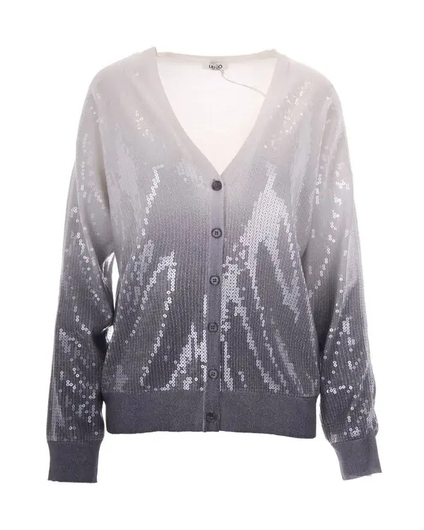 Liu Jo Sequin V-neck Button-front Cardigan - Gray Shaded