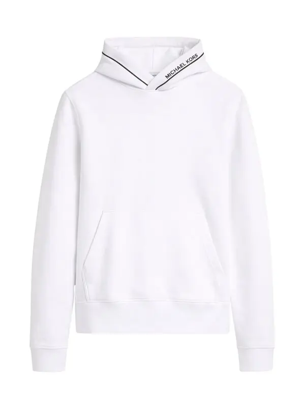 Michael Kors Ribbed Hoodie With Logo Detail - White