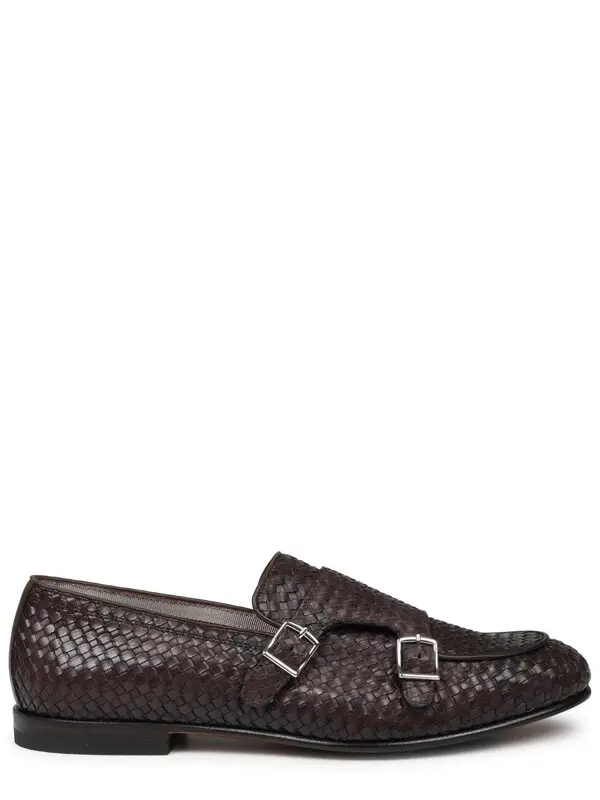MILLE885 Woven Leather Double Monk Strap Loafers