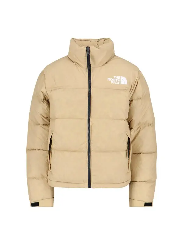 The North Face Quilted High-neck Puffer Jacket With Zip-up Front - Beige