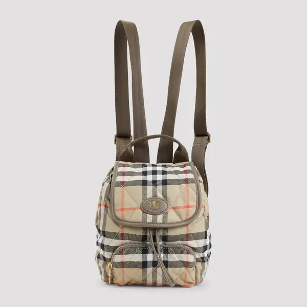Burberry Mini Check Canvas Backpack - Nude & Neutrals