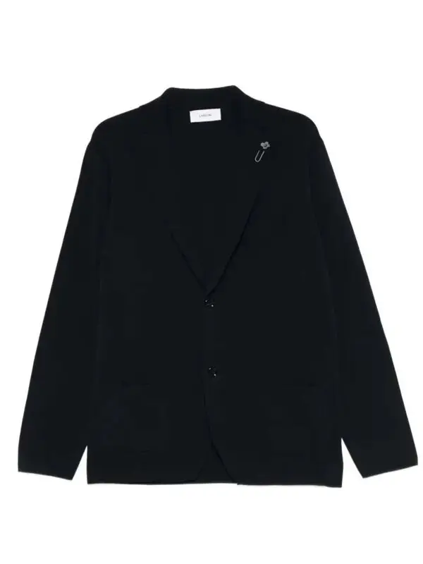 LARDINI Button-fastening Flower Clip Tailored Jacket With Notched Lapels And Pockets - Navy
