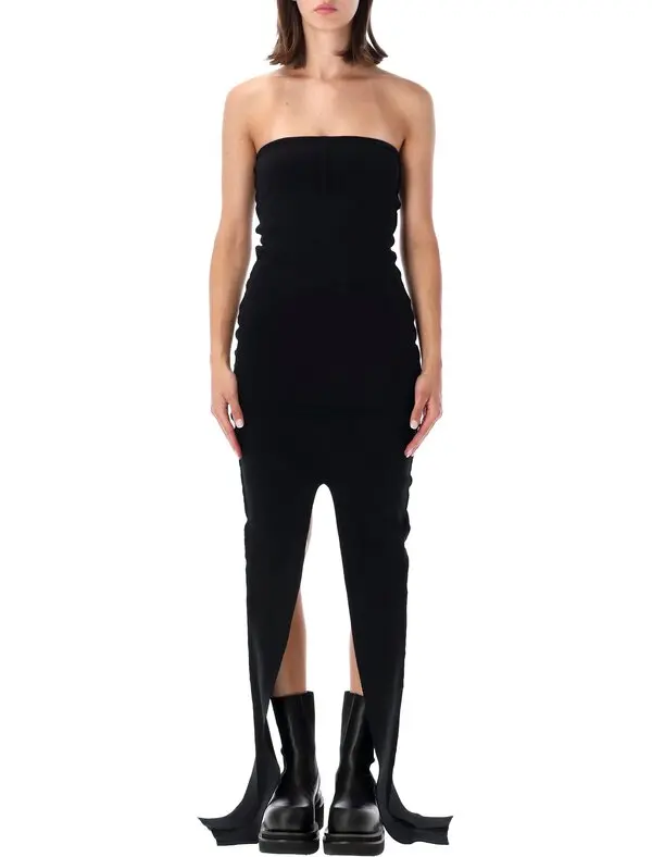 Rick Owens Strapless Bodycon Maxi Dress With Front Seam Detail - Nero