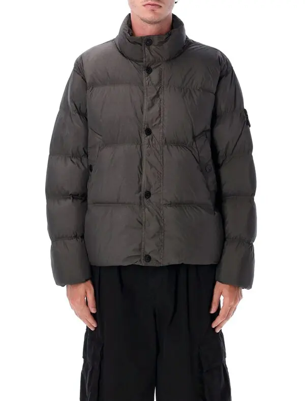 Stone Island Stone-look Technical Coat With Polyamide Coating & Polyurethane Lining - Lead