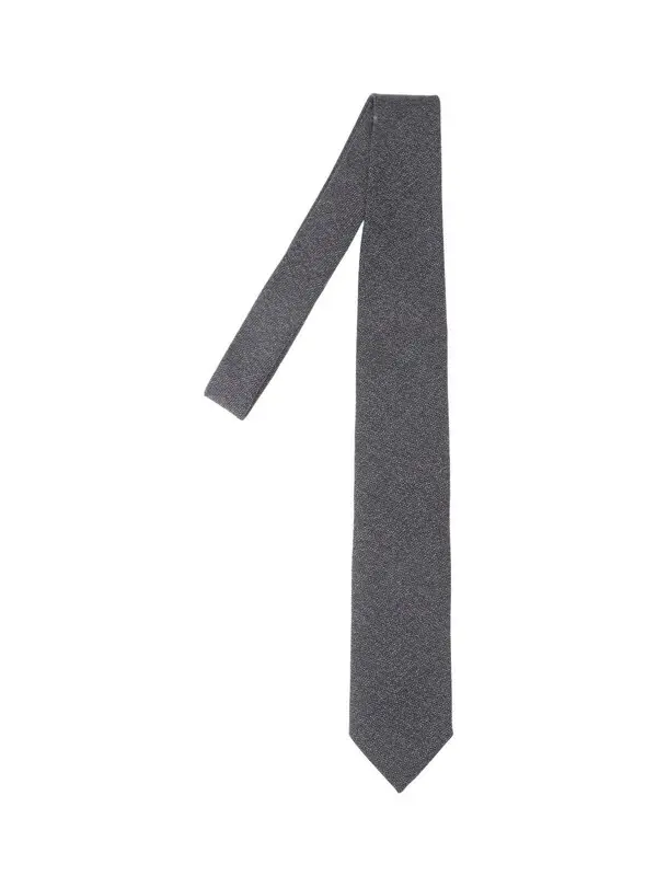 LARDINI Textured Silk Neck Tie - Grey
