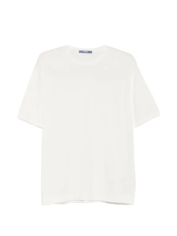 PEOPLE OF SHIBUYA Lightweight Natural Cotton Crew Neck Sweater - White