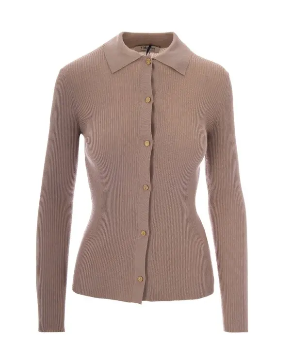 Max Mara Ribbed Knit Button-front Cardigan - Beige