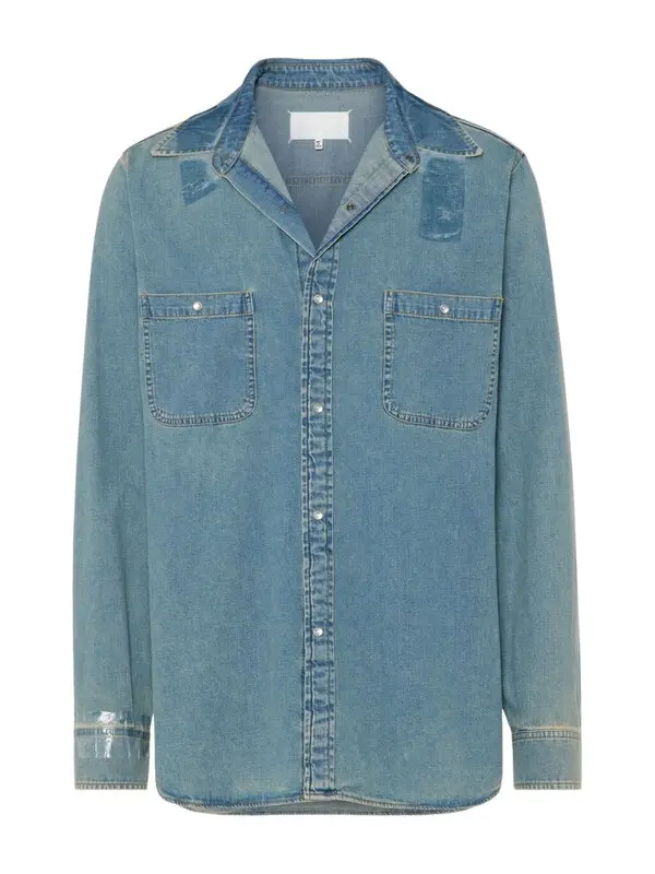 MAISON MARGIELA Distressed Denim Overshirt - Light Blue