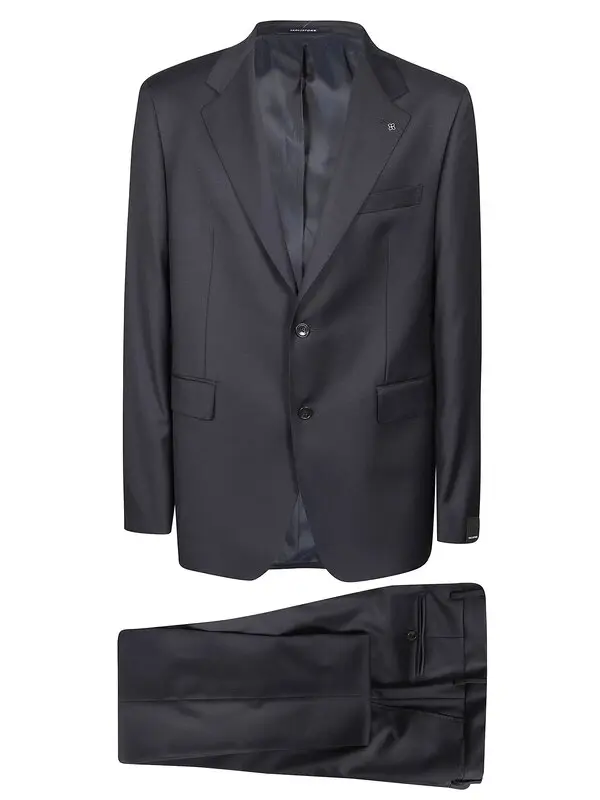 Tagliatore Two-piece Suit Set With Notched Lapels And Two-button Closure - Navy