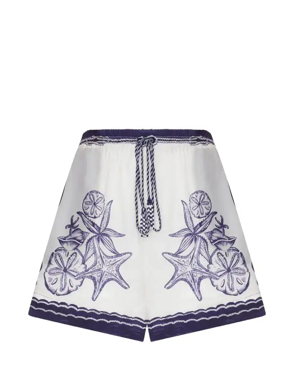 Farm Rio All-over Print Viscose Drawstring Waist Shorts - Bianco