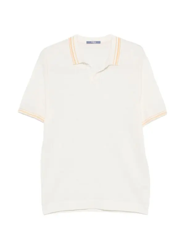 PEOPLE OF SHIBUYA Mini Sweater With Striped Collar And Cuffs - Ivory