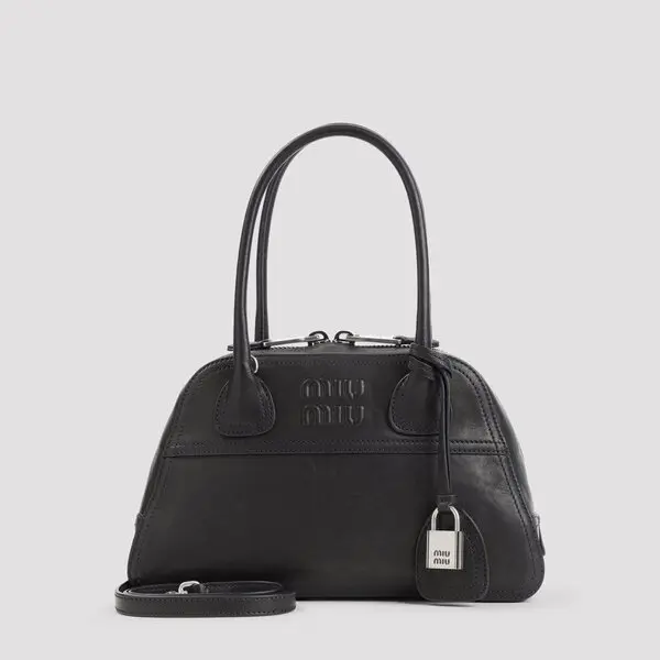 Miu Miu Nappa Leather Shoulder Handbag - Black