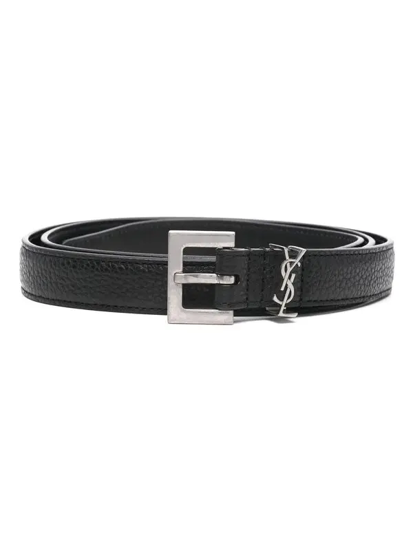 Saint Laurent Mini Silver-plated Adjustable Buckle Belt - Nero