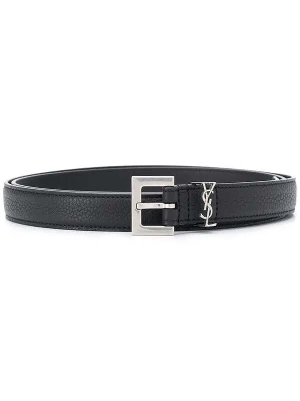 Saint Laurent Silver-plated Buckle Belt - Nero