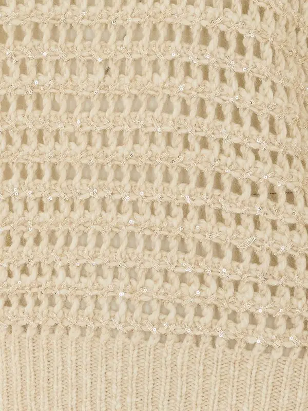Brunello Cucinelli Wool And Cashmere Open-knit Sweater With Sequin Embellishment