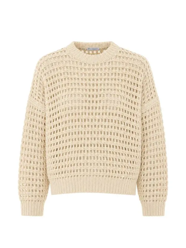 Brunello Cucinelli Wool And Cashmere Open-knit Sweater With Sequin Embellishment - Multicolor