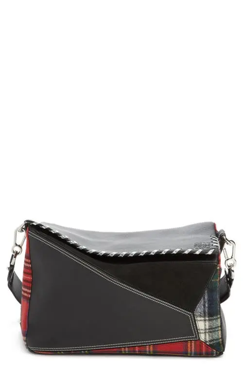 Loewe Medium Multi Tartan Puzzle Bag - Black/multicolor Tartan