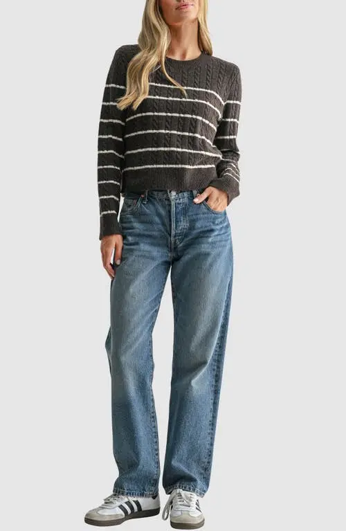 ALL IN FAVOR Striped Cable Knit Cropped Sweater