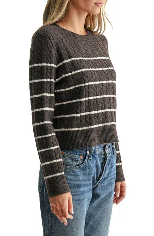 ALL IN FAVOR Striped Cable Knit Cropped Sweater