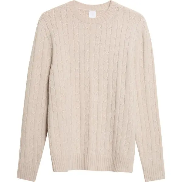 Eleventy Cable Knit Cashmere & Silk Blend Sweater - 02n Sand