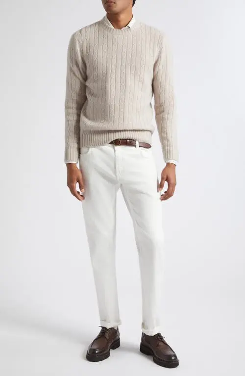 Eleventy Cable Knit Cashmere & Silk Blend Sweater - 02n Sand
