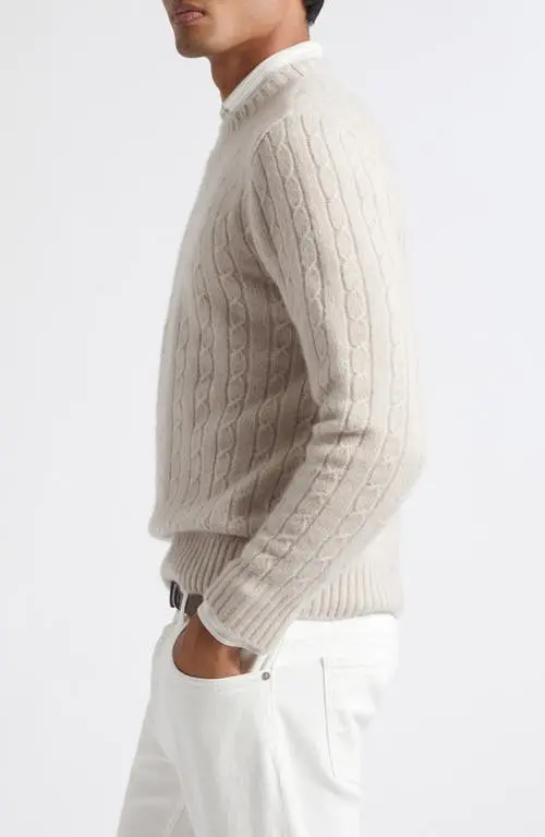 Eleventy Cable Knit Cashmere & Silk Blend Sweater - 02n Sand