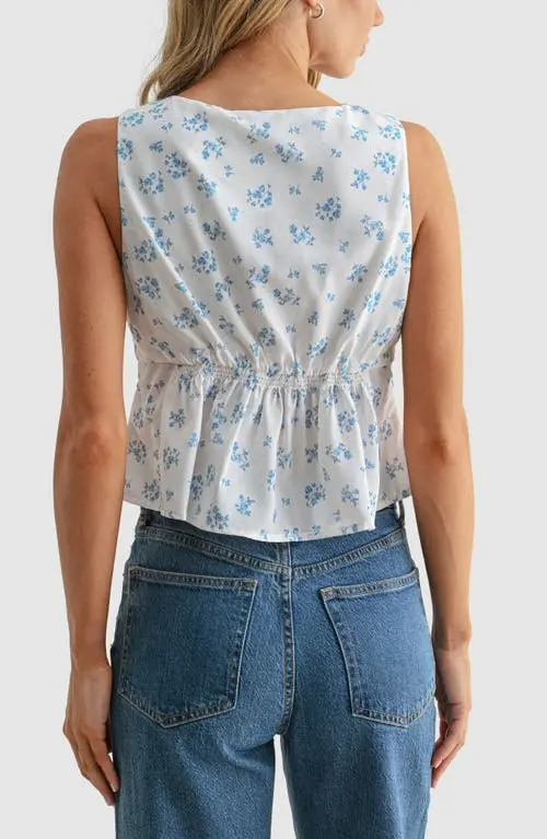 ALL IN FAVOR Lace Trim Floral Print Cropped Top
