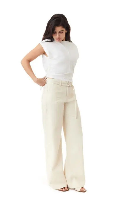 Habitual Brynn High Waist Wide Leg Jeans - Sand Stripe