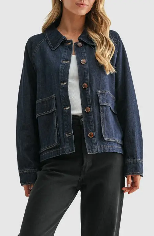 ALL IN FAVOR Pocket Detail Denim Jacket - Dark Denim