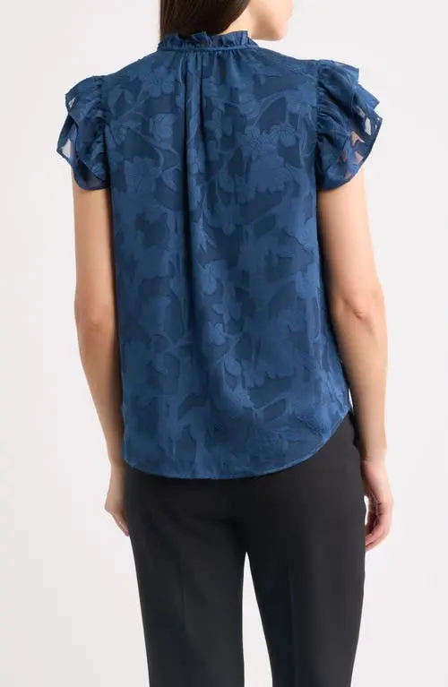 Anne Klein Ruffled Sleeve Tie Neck Top