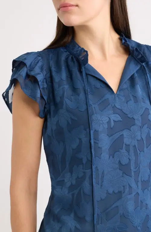 Anne Klein Ruffled Sleeve Tie Neck Top