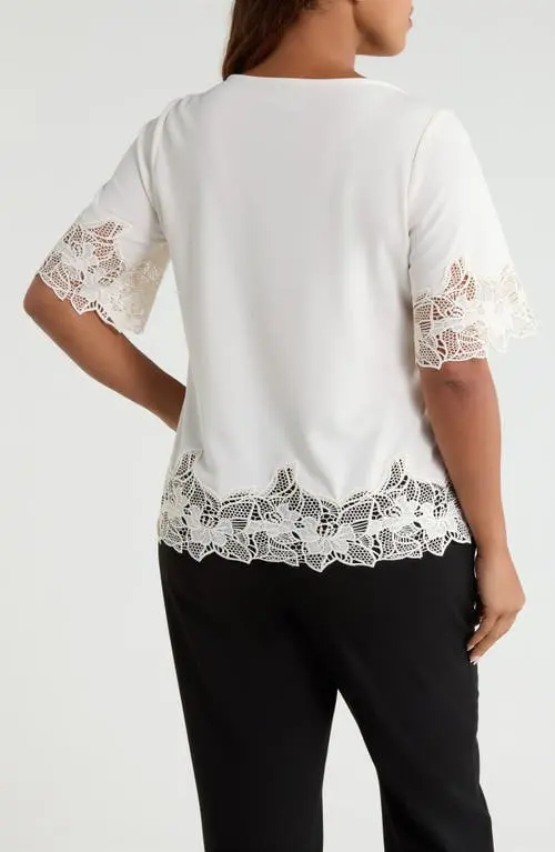 Anne Klein Lace Trim Asymmetrical Knit Top