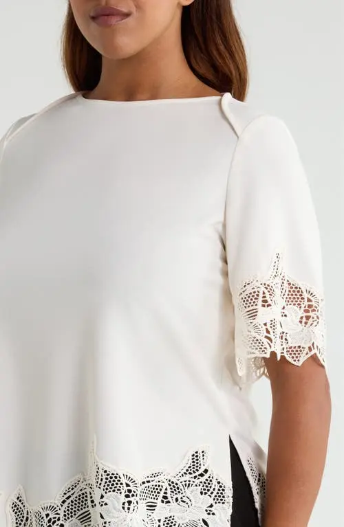 Anne Klein Lace Trim Asymmetrical Knit Top