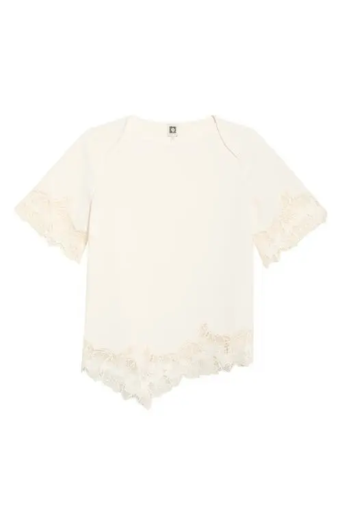 Anne Klein Lace Trim Asymmetrical Knit Top