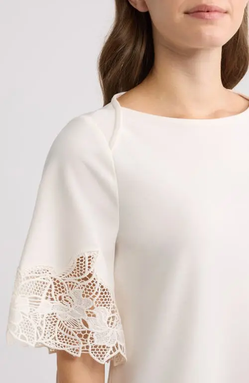 Anne Klein Lace Trim Asymmetrical Hem Top