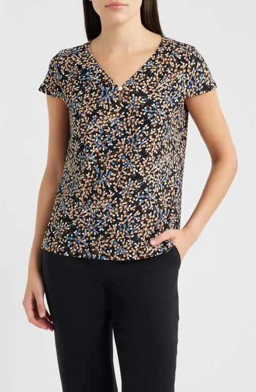 Anne Klein Print One-button Top - Anne Black Multi