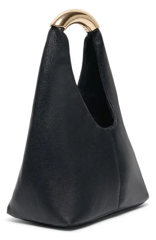 Dolce Vita Evelisse Faux Leather Hobo Bag With Metallic Hoop Handle - Black