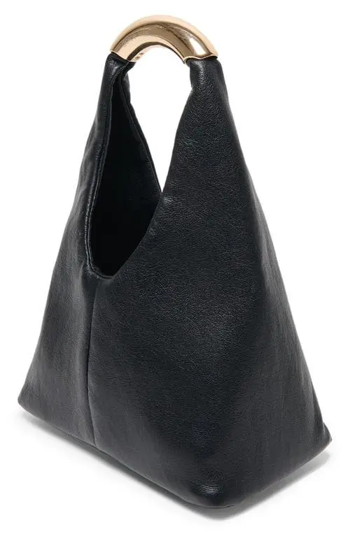 Dolce Vita Evelisse Faux Leather Hobo Bag With Metallic Hoop Handle - Black
