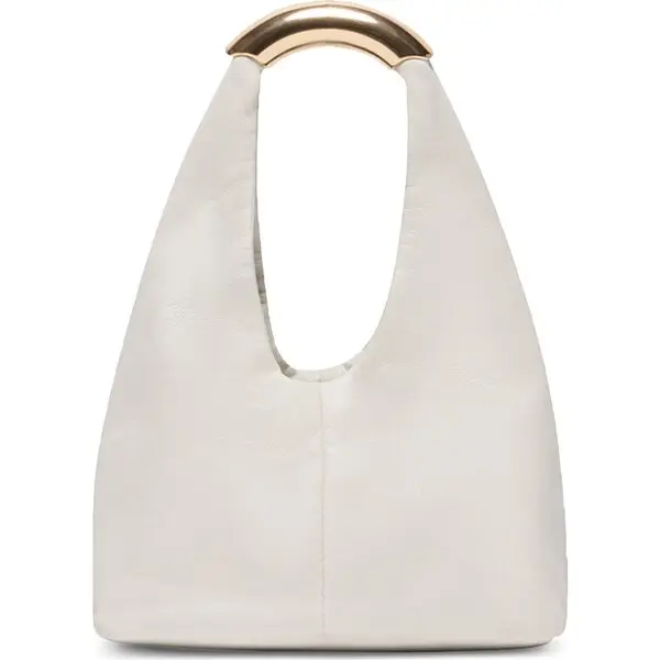 Dolce Vita Evelisse Faux Leather Hobo Bag With Metallic Hoop Handle - White