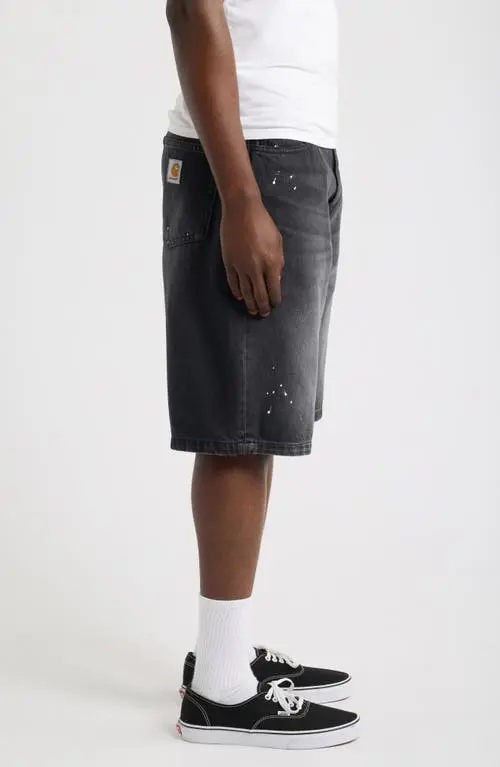 Carhartt Work In Progress Landon Denim Shorts With Paint Splatter - Black (destroy Wash/splatter)