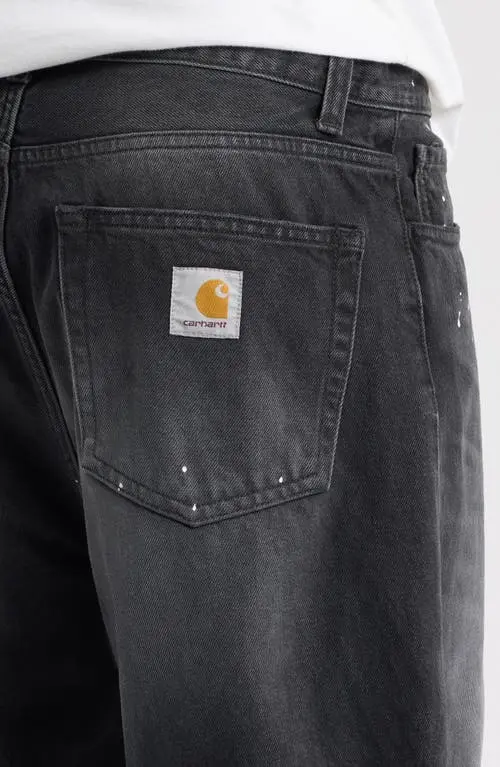 Carhartt Work In Progress Landon Denim Shorts With Paint Splatter - Black (destroy Wash/splatter)