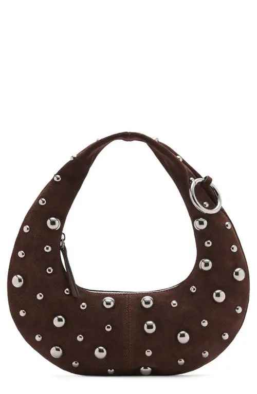 Mango Embellished Leather Handbag - Chocolate