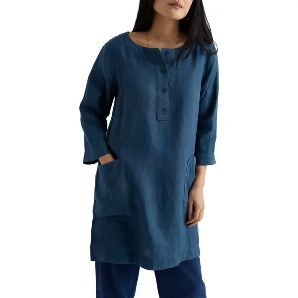 SEASALT CORNWALL Harbour Wall Linen Tunic - Dusk