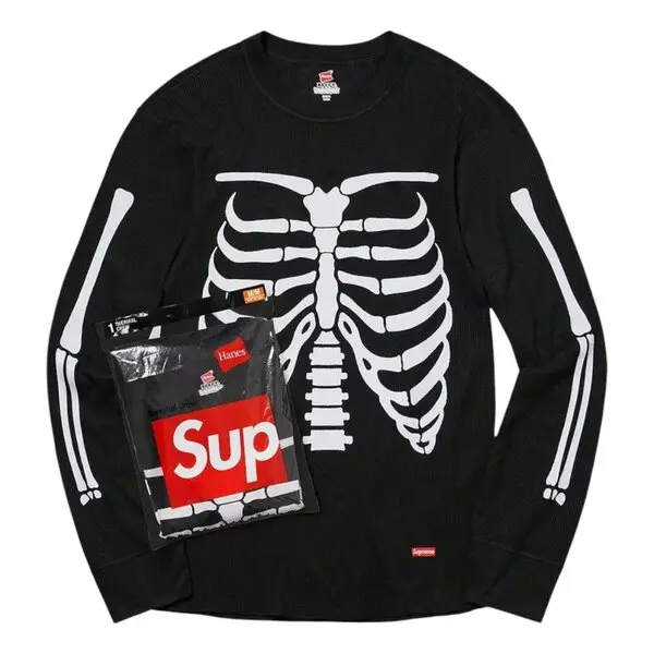 Supreme X Hanes Bones Thermal Crew - Black