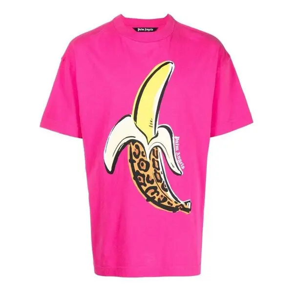 Palm Angels Banana T-shirt 'fuchsia Yellow - Fuchsia/yellow