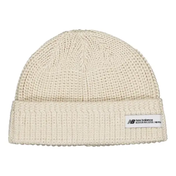 NEW BALANCE Ribbed Knit Beanie - Ivory
