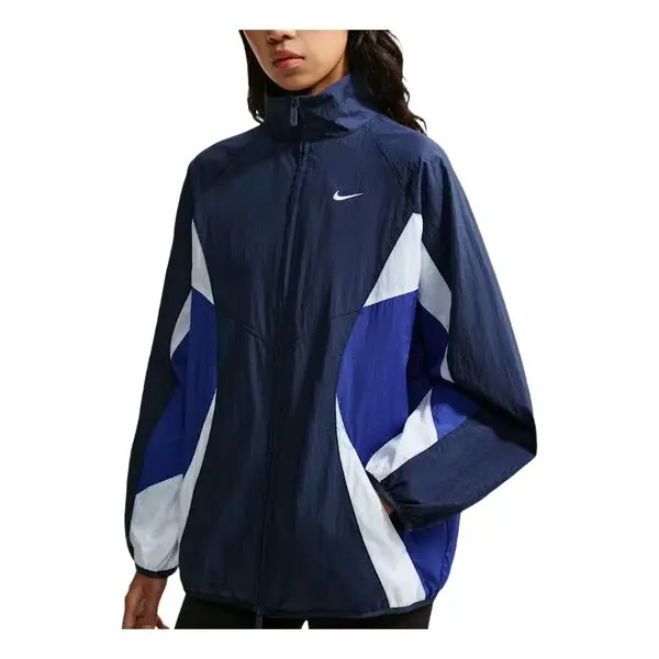 Nike Oversized Track Jacket - Midnight Navy/old Royal/white