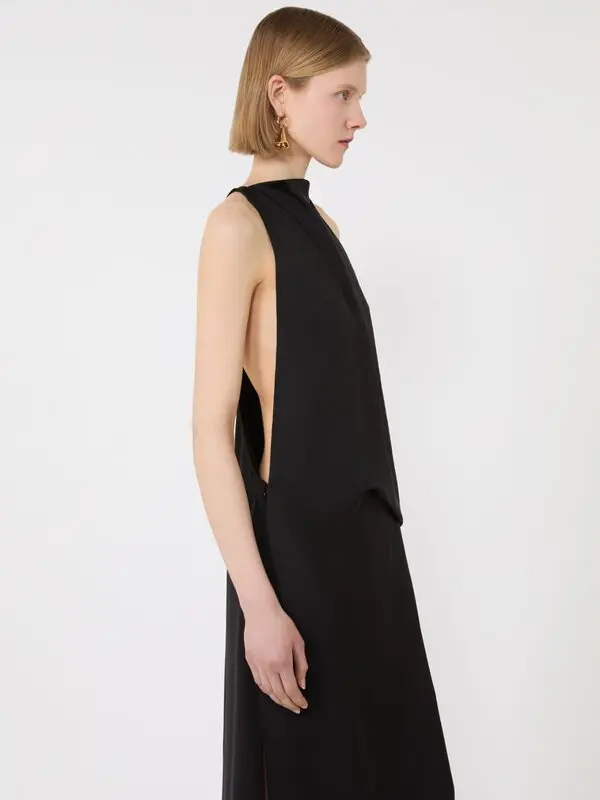 Max Mara Viscose Satin Draped Maxi Dress With High-low Hem
